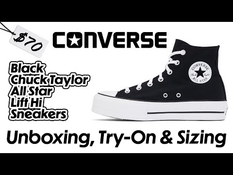 CONVERSE Black Chuck Taylor All Star Lift Hi Sneakers | Unboxing, Try-On & Sizing | AERIN