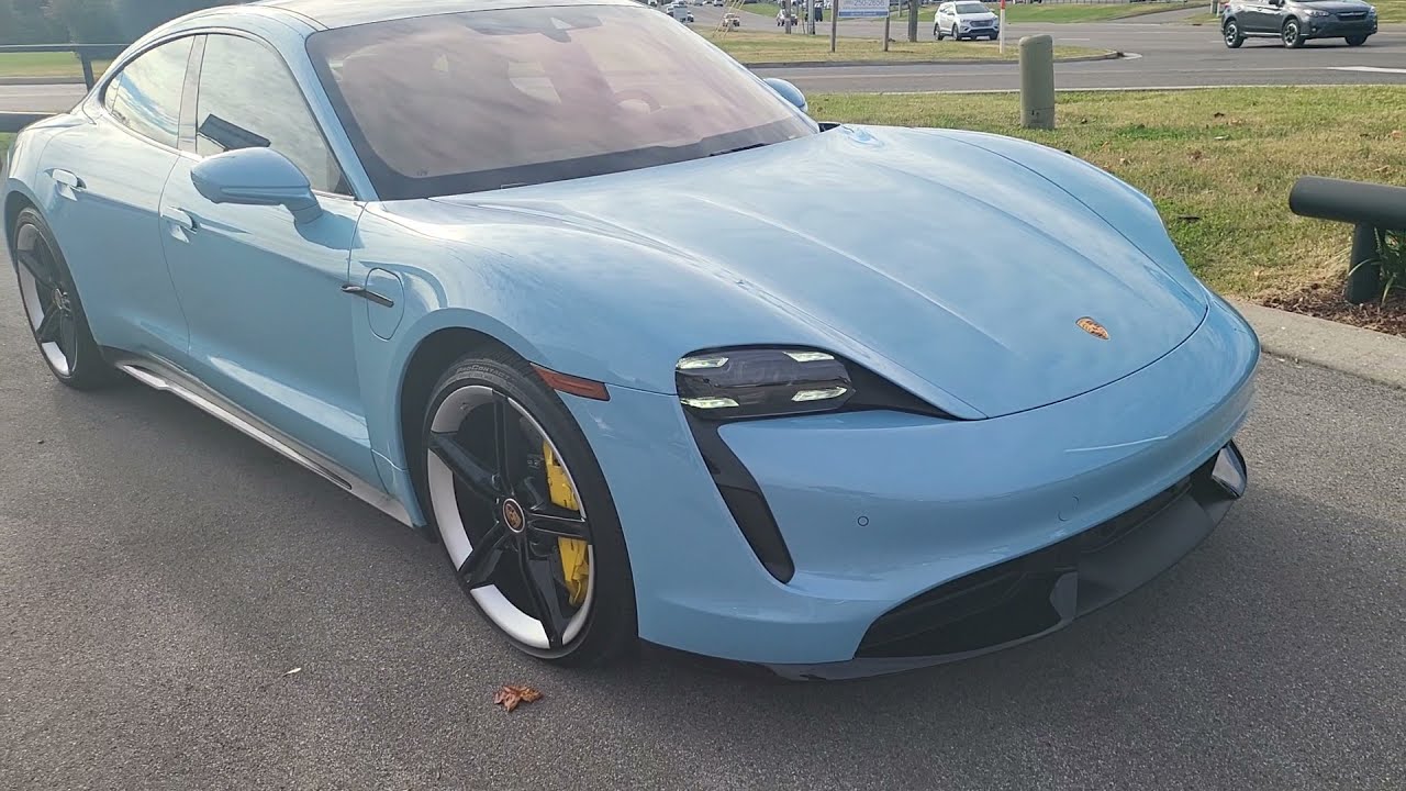 2021 Frozen Blue Porsche Taycan Turbo S 750hp electric monster! - YouTube