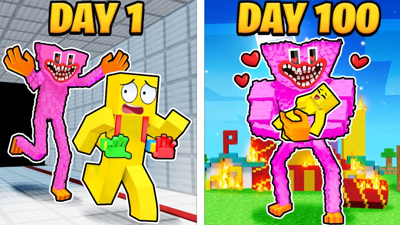 I Survived 100 DAYS as KISSY MISSY in Minecraft! - YouTube