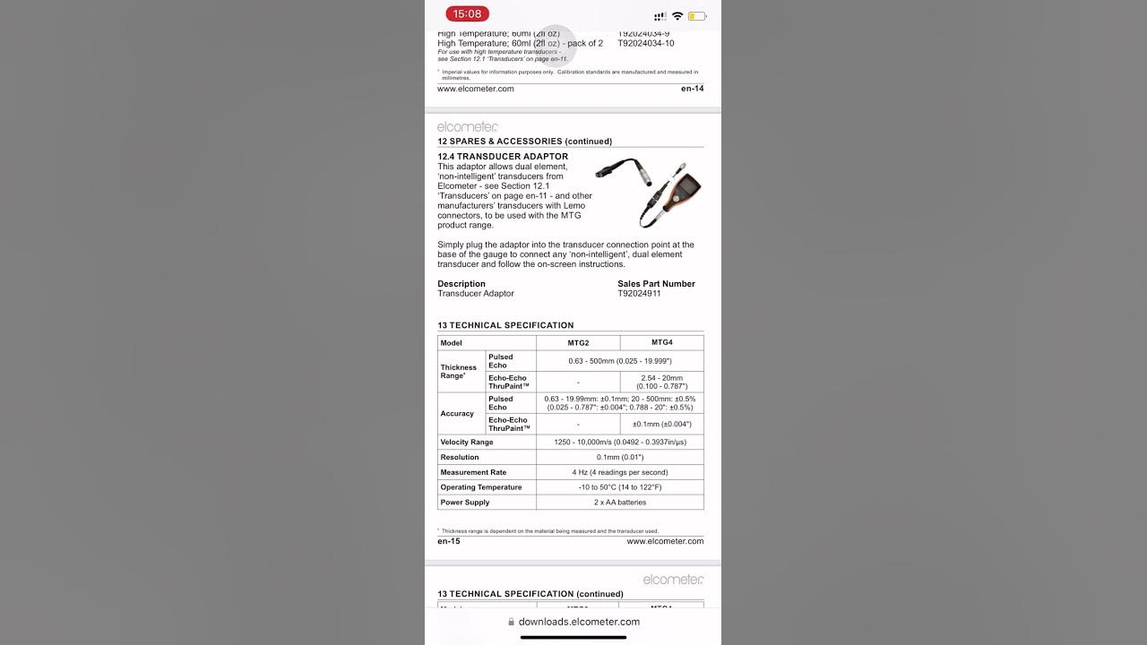 Máy đo độ dày vật liệu siêu âm Elcometer MTG4 (Elcometer MTG4 Ultrasonic Material Thickness ...