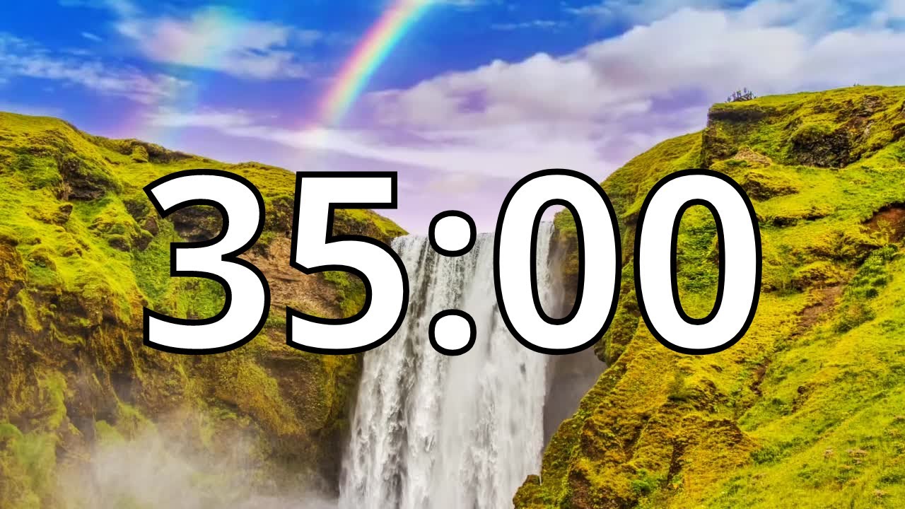 35 Minutes Timer with Waterfall Sounds for Relaxation - YouTube