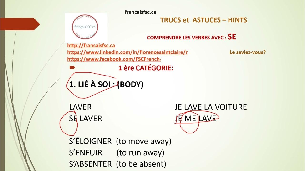 62. Quand utiliser ''SE'' avec un verbe? - YouTube