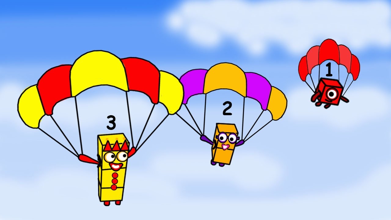 Numberblocks 321 playing parachuting - Numberblocks fanmade coloring ...