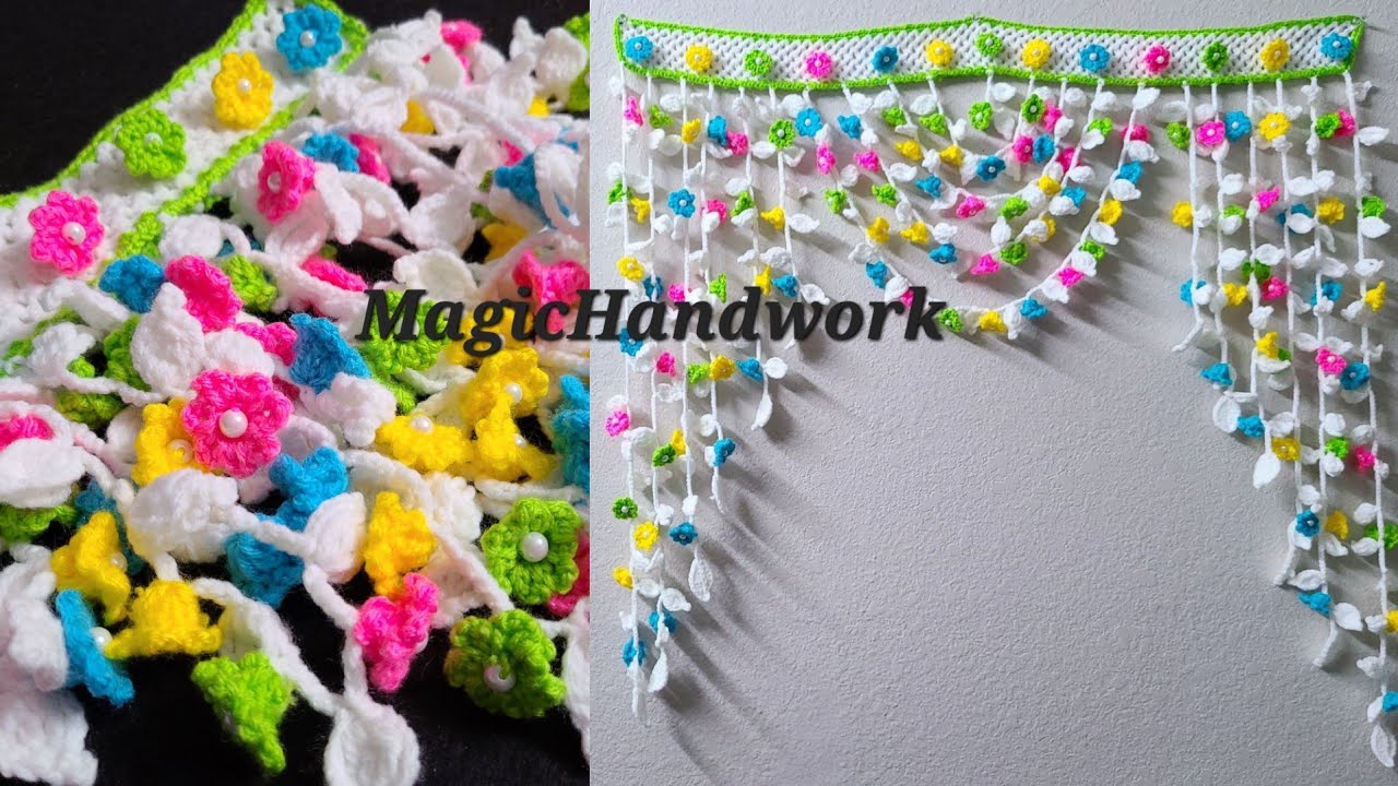 🌹चमेली फूल तोरण, Gate Parda, Jhalar design, Woolen Flower Toran, Pooja ...