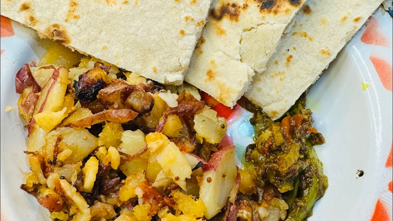 Fry Aloo with Saltfish & sada Roti - YouTube