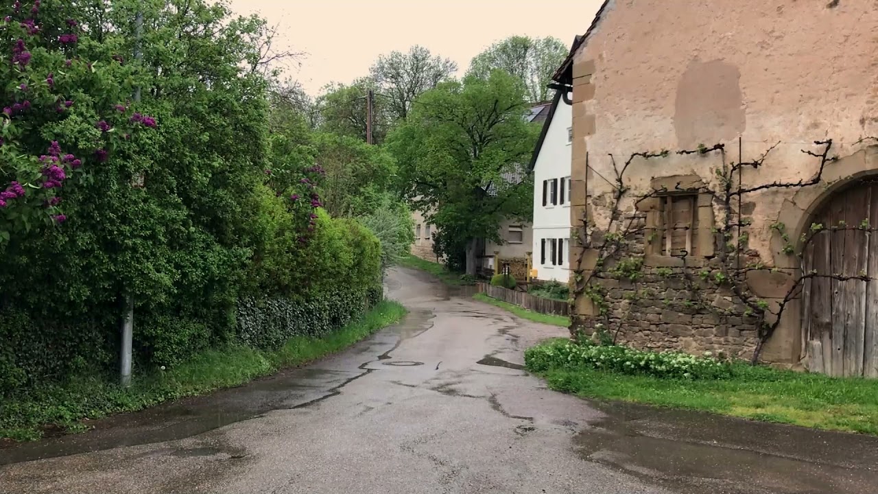 Rainy Day in German Empty Village with Old Barn View ~~ Smooth Rain ...