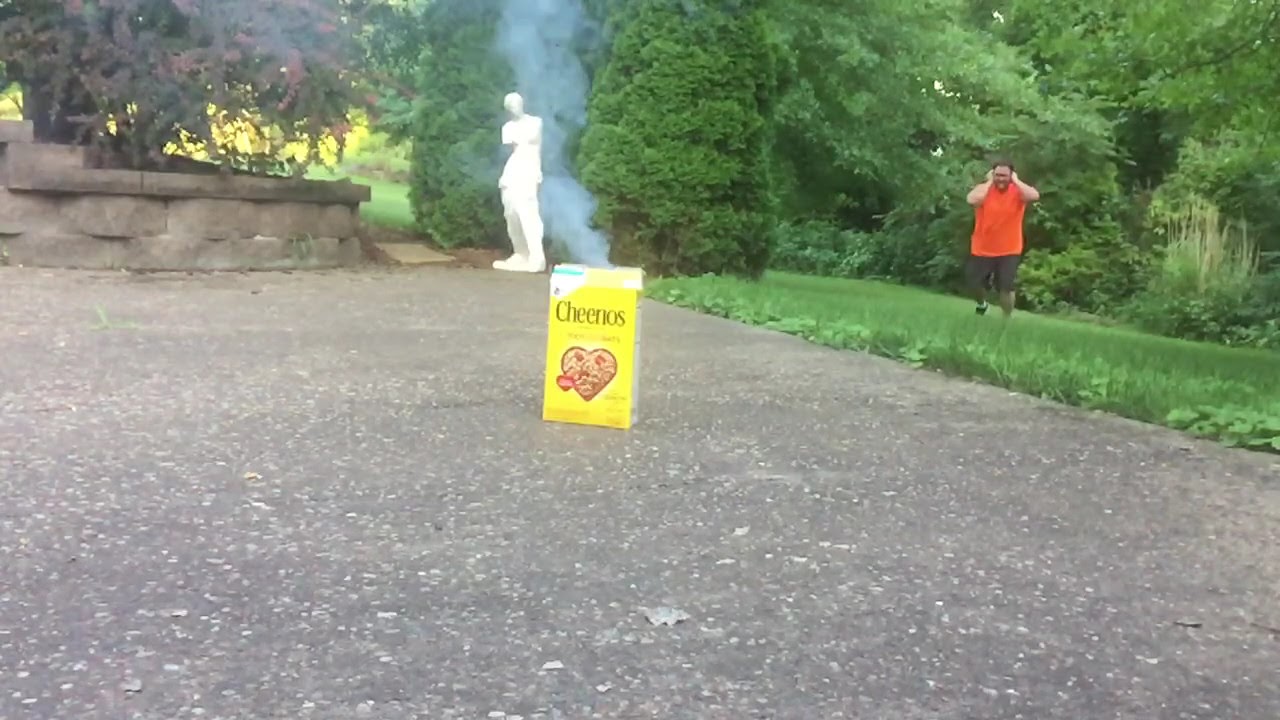 Golf Ball Cherry Bomb vs. Full Box of Cheerios - YouTube