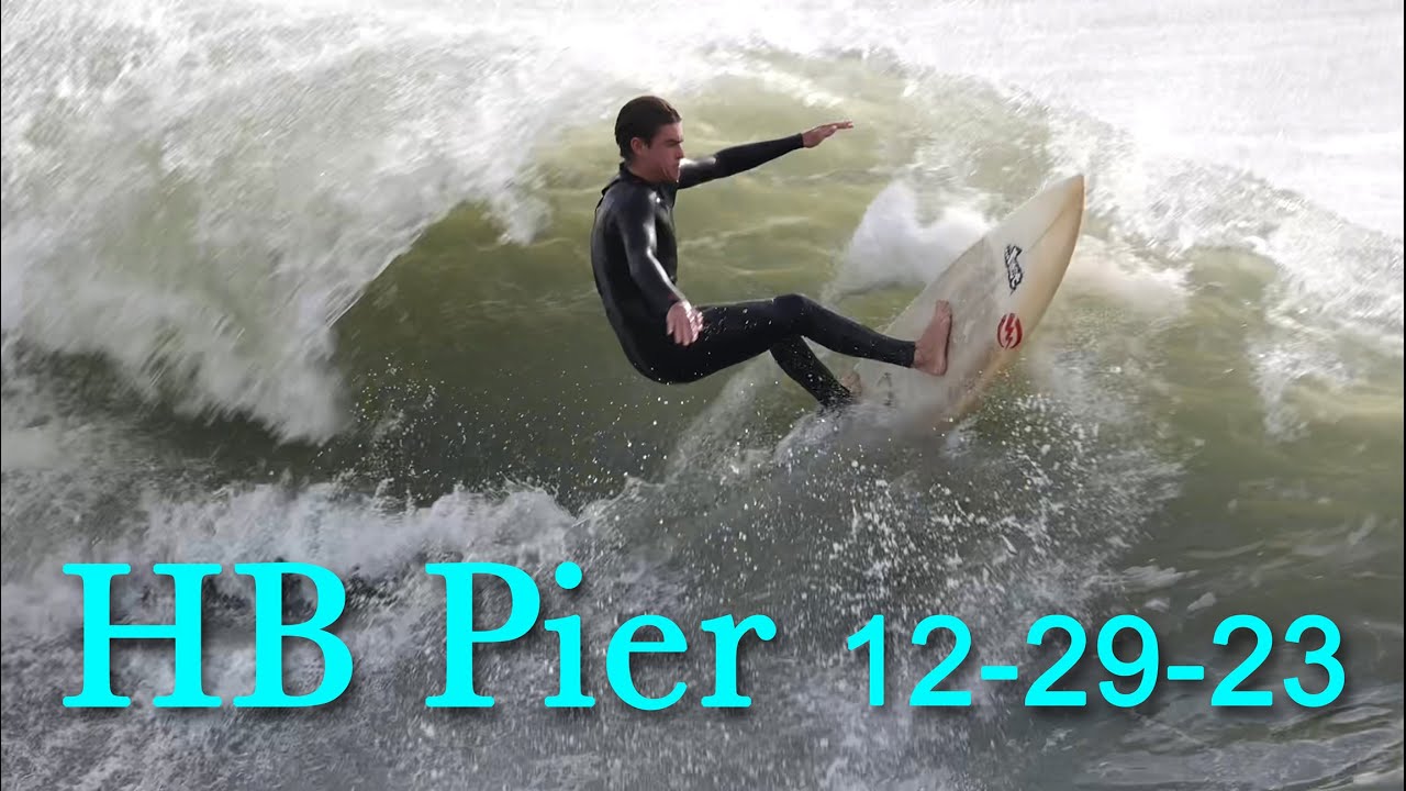 HB Pier Southside 12/29/23 XXL Swell - YouTube