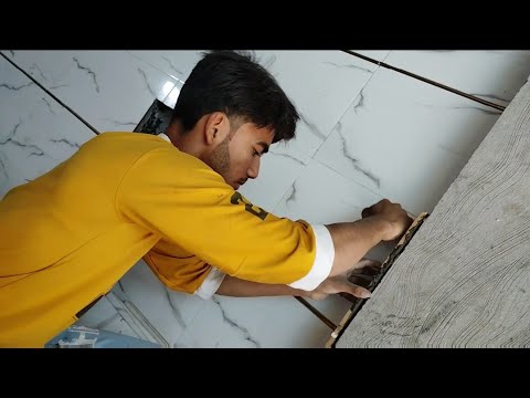 2x4 Wall Tiles Fitting || dewar par Finishing | Golden Brass | Creame ...
