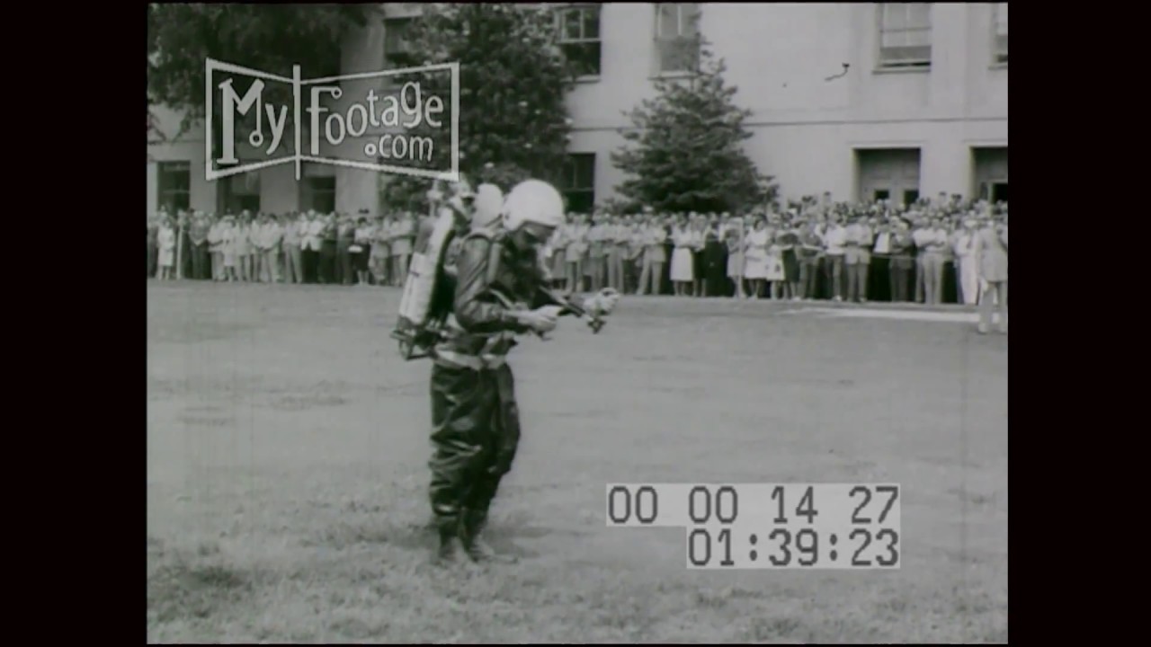 1956 Man In Jetpack Flies Around - YouTube