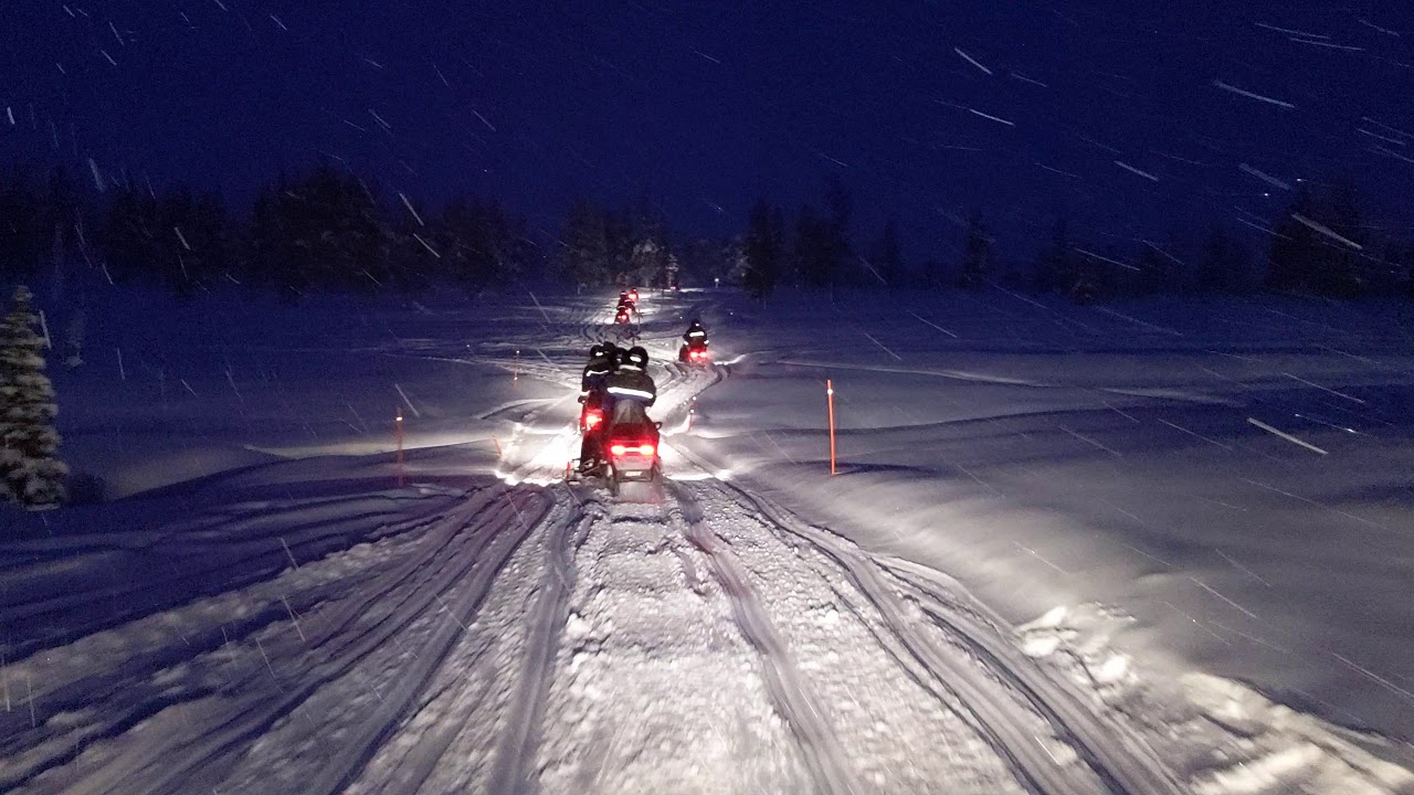 Snowmobile ride at Northern Lights Village, Saariselkä, Finland, 2019 ...