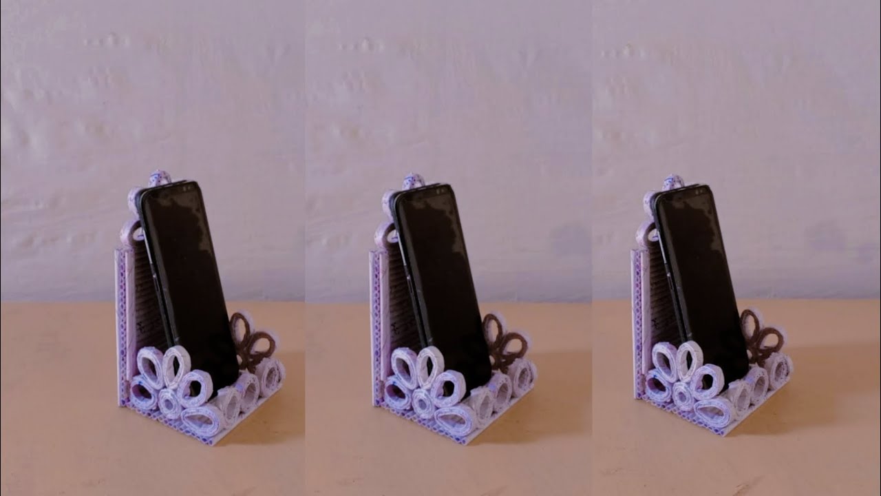 How to make easy DIY mobile phone stand with newspapers|Mobile holder ...