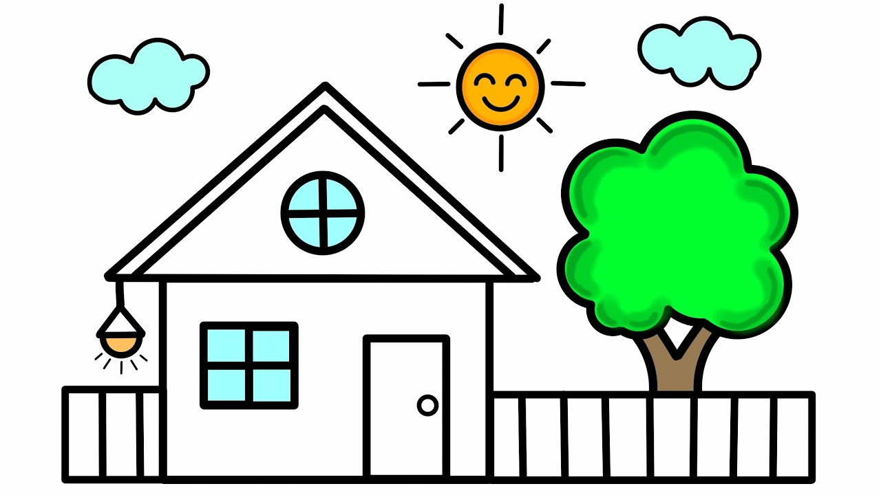 COMO DESENHAR UMA CASA FACIL - COMO DESENHAR UMA CASA E ARVORE - YouTube