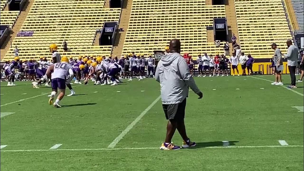LSU QB Garrett Nussmeier operates the Tigers’ first-team offense in ...