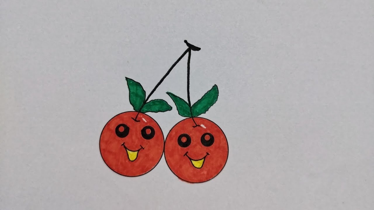 cherry drawing easy l how to draw cherry step by step l cherry drawing ...