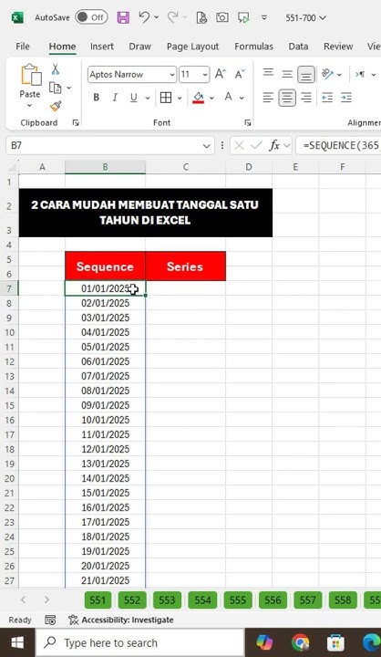 2 Cara Mudah Membuat Tanggal 1 Tahun di Excel #excel #tipspraktis #exceltips #microsoft # ...