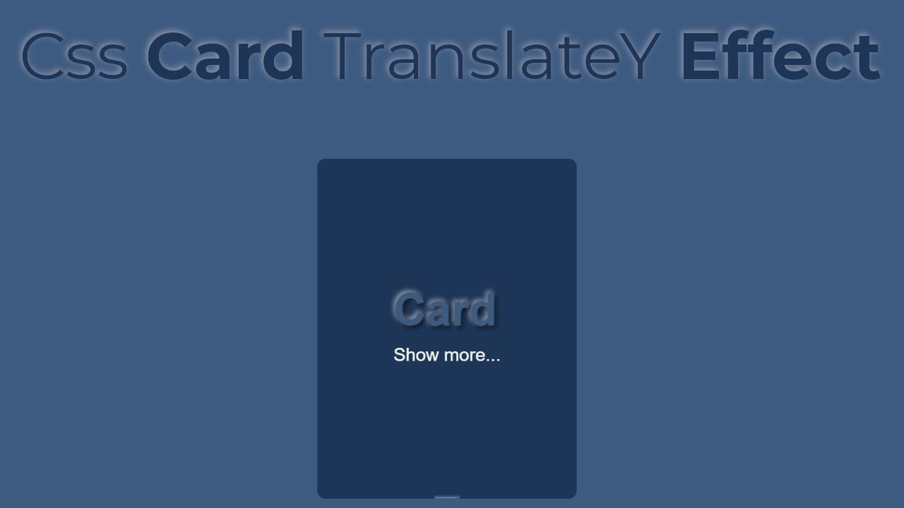 Html, Css, Card TranslateY Effect. - YouTube