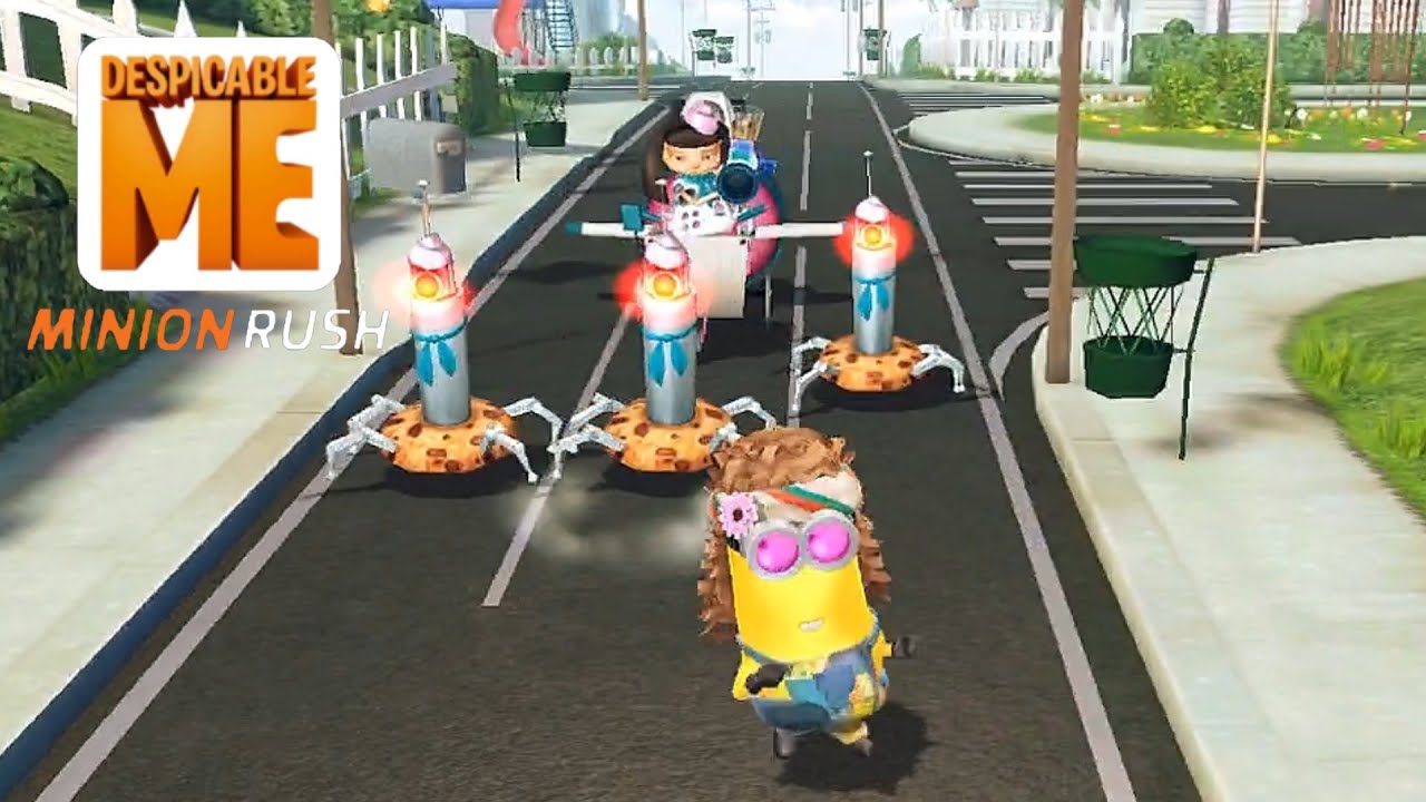 Minion rush Hippie Kevin vs Meena Cookie bots Boss Fights android pc ...