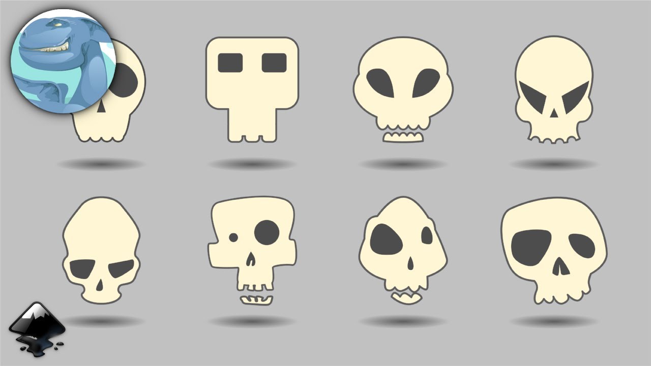 Set of simple skulls. Speed art in Inkscape. - YouTube