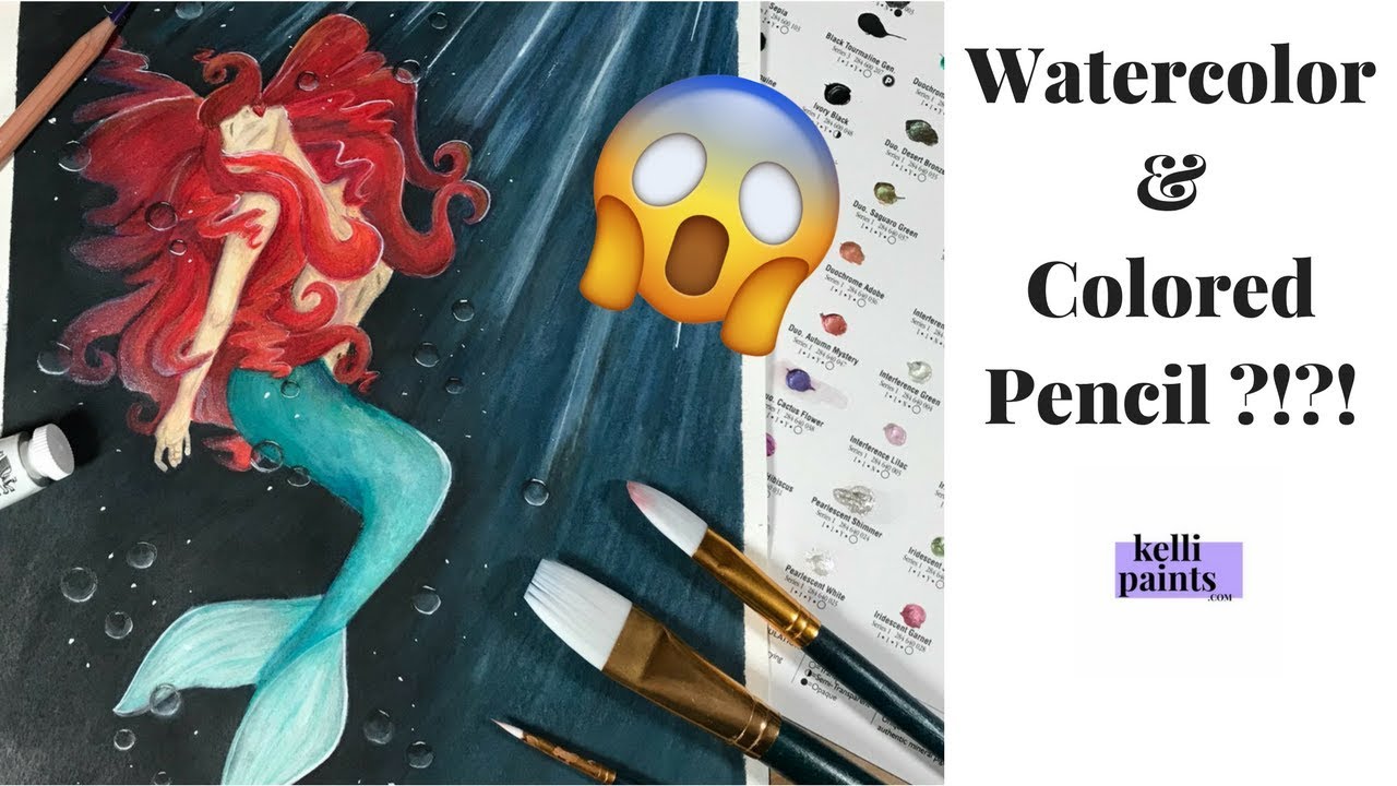Using WATERCOLORS as a base for COLORED PENCIL pieces | Drawing a ...