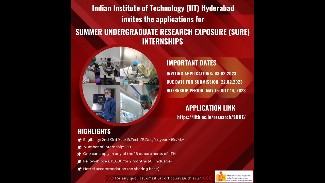 Summer Undergraduate Research Exposure (SURE) Internship 2023 || IIT ...