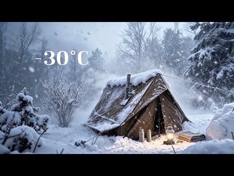 96 Hours SOLO Hot Tent Winter Camping | Snowstorm Survival