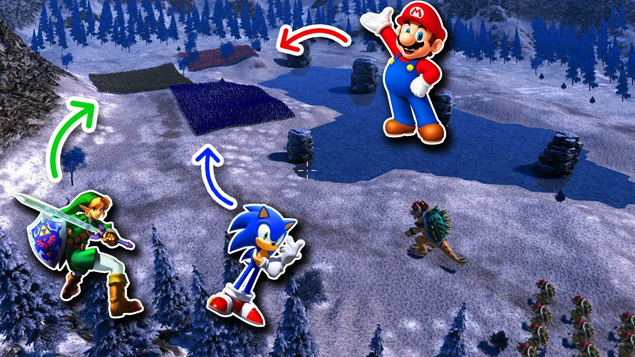 Sonic, Mario & Link Army against Bowser & Giga Bowser Army ! Ultimate ...