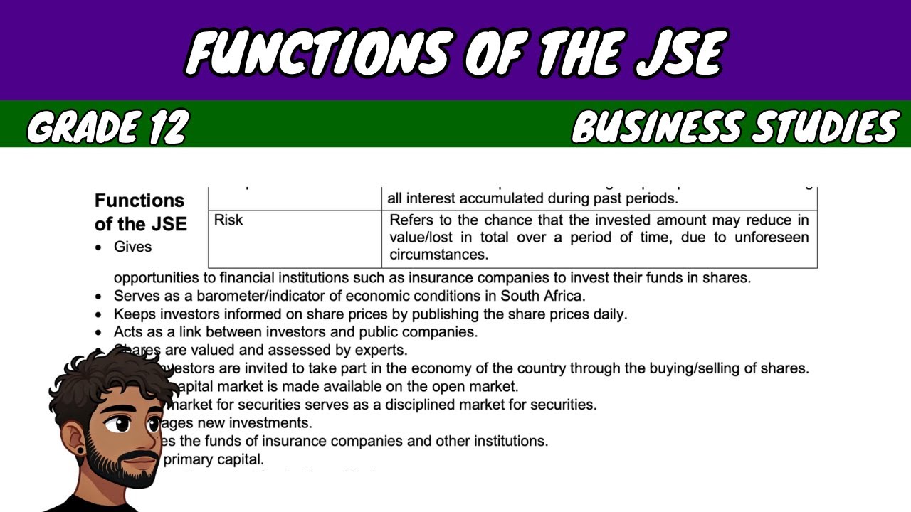 Functions of the JSE | Grade 12 Business Studies - YouTube