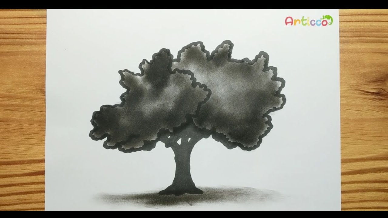 HOW TO DRAWING GINGKO BILOBA TREE SILHOUETTE - YouTube