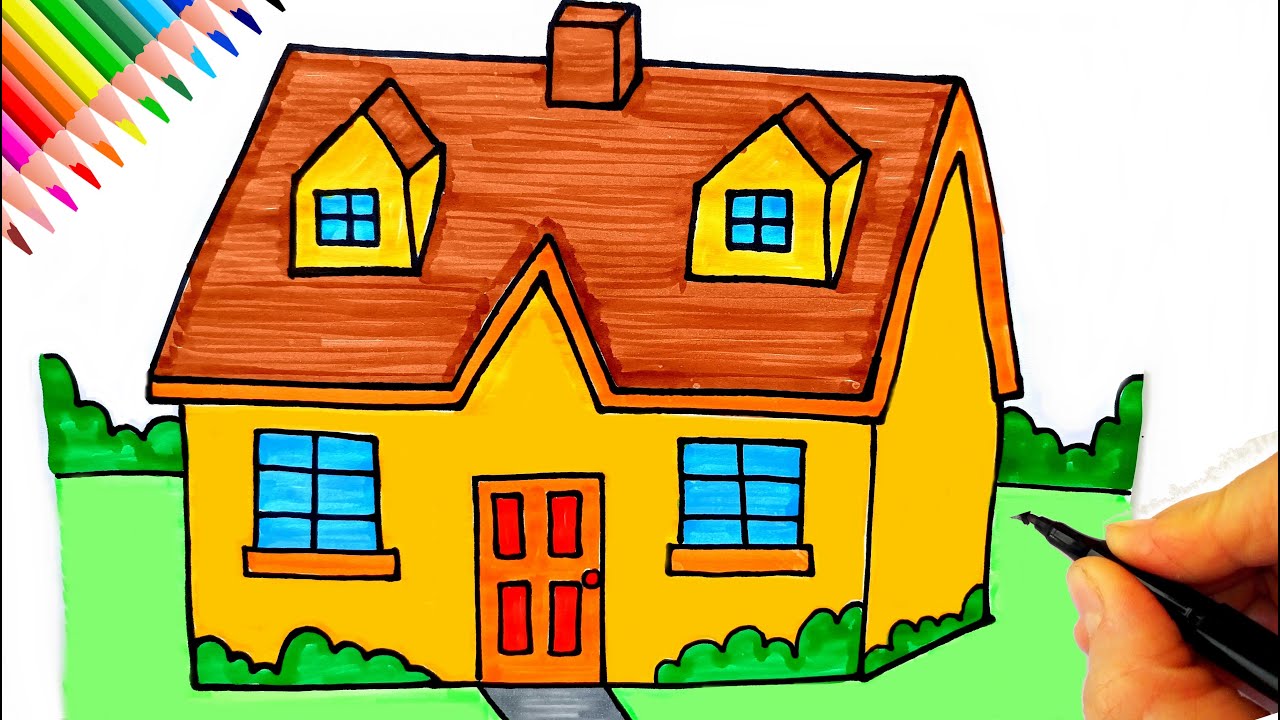 Kolay, Küçük ve Sevimli Ev Çizimi - Güzel Ev Çizimi - Ev Resmi Nasıl ...