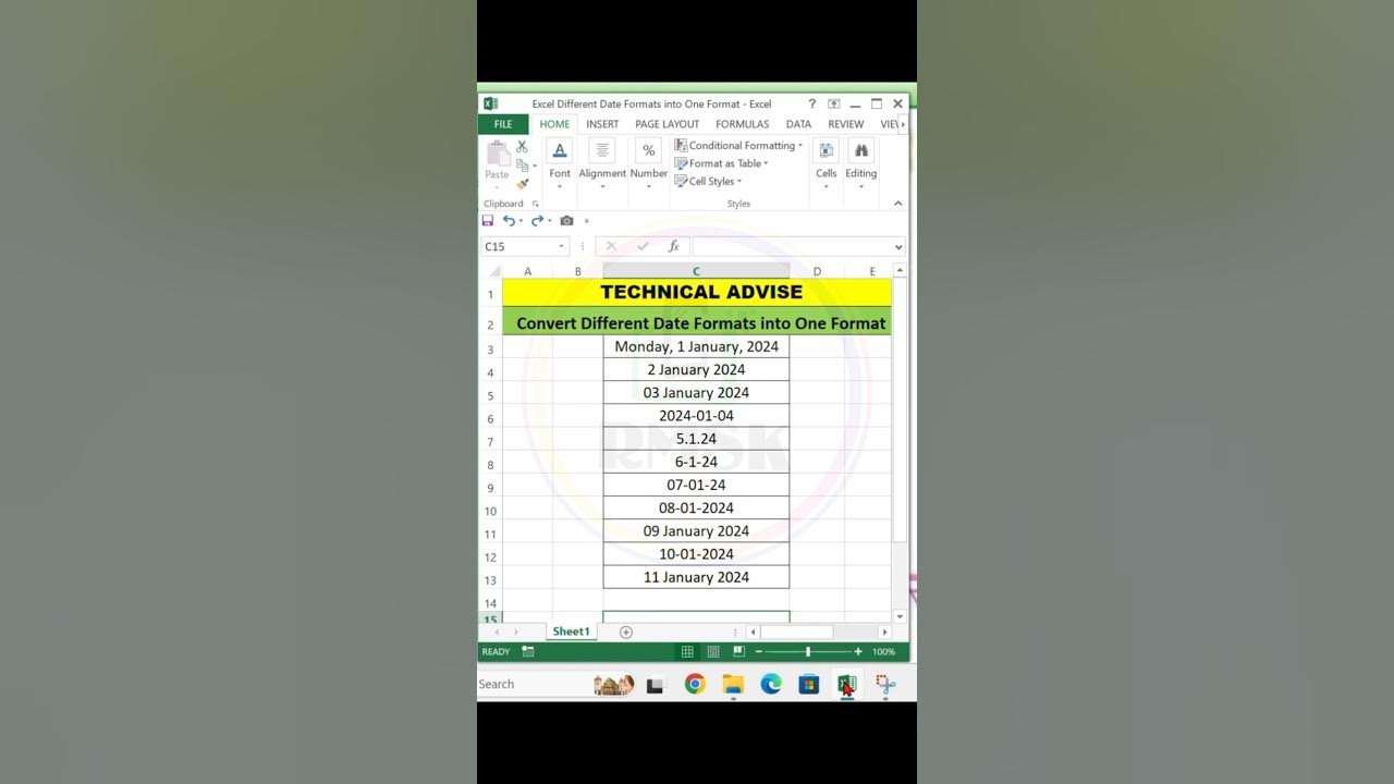 In Ms Excel Convert Different Date Formats into one Date - YouTube
