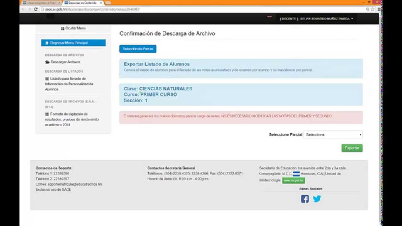 Tutorial como Subir Notas al SACE HN - YouTube