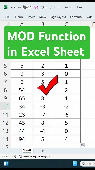 MOD Function | Advance Excel !! | How to use MOD Function | #excel #exceltips #ytshorts # ...