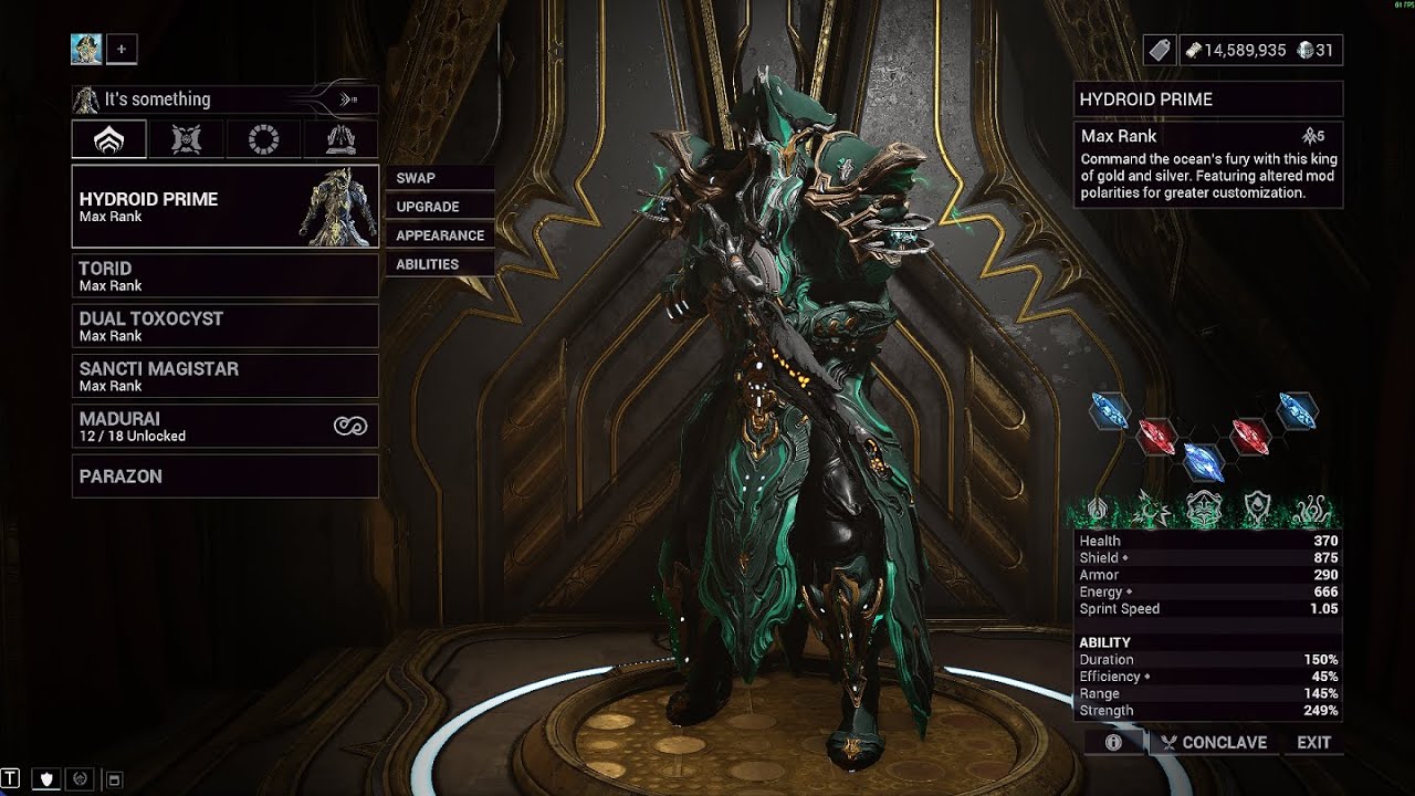 Warframe| Hydroid Prime Max Build| Solo Steel Path[Torid] - YouTube