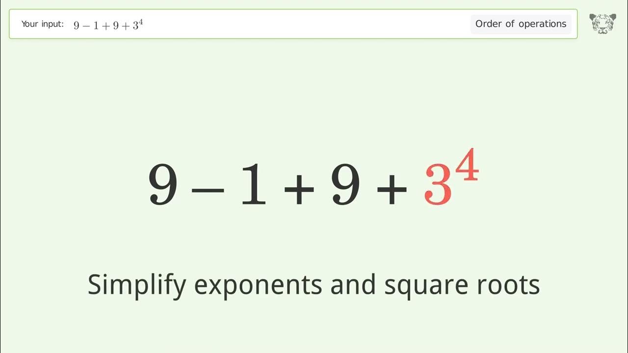 Master Order of Operations: Solve 9-1+9+3^4 Step by Step! - YouTube