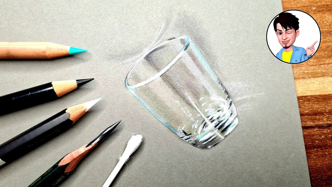 Simple and realistic drawing of a glass - make it so! - YouTube