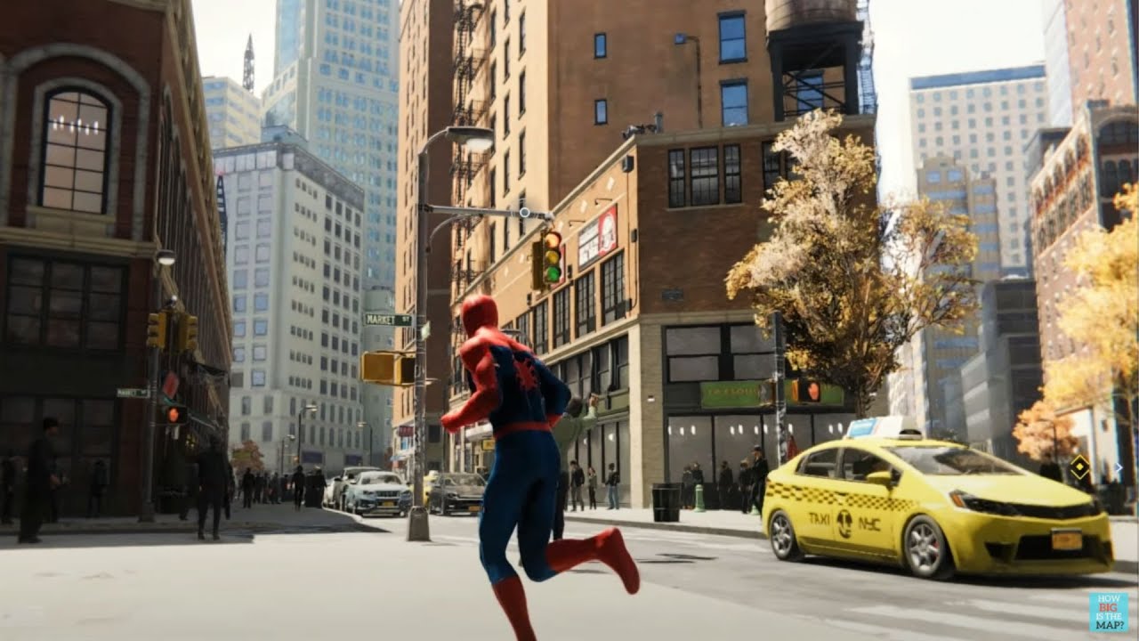HOW BIG IS THE MAP in Spider-Man? Run Across the Map - YouTube