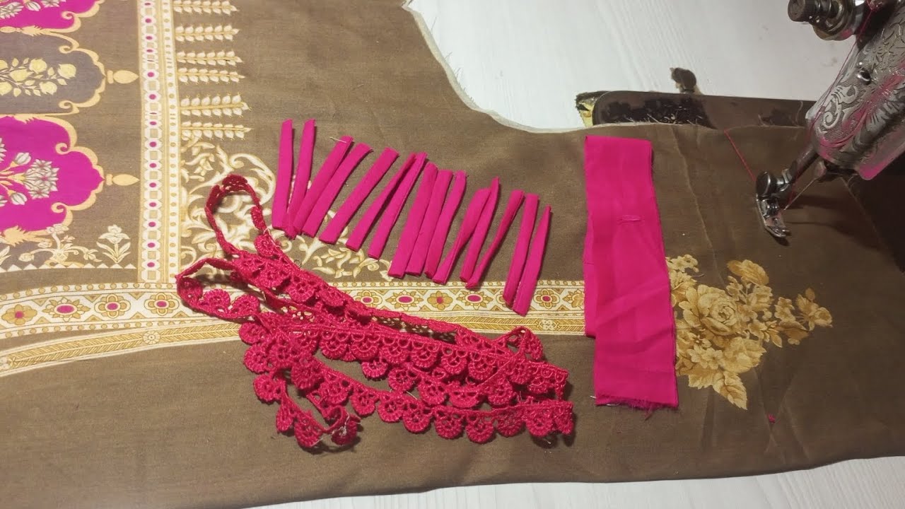 beautiful neck design with front patti design with lace cutting and ...