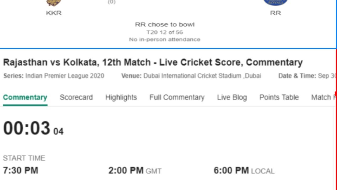 LIVE KKR VS RR SCORECARD AND COMMENTRY - YouTube