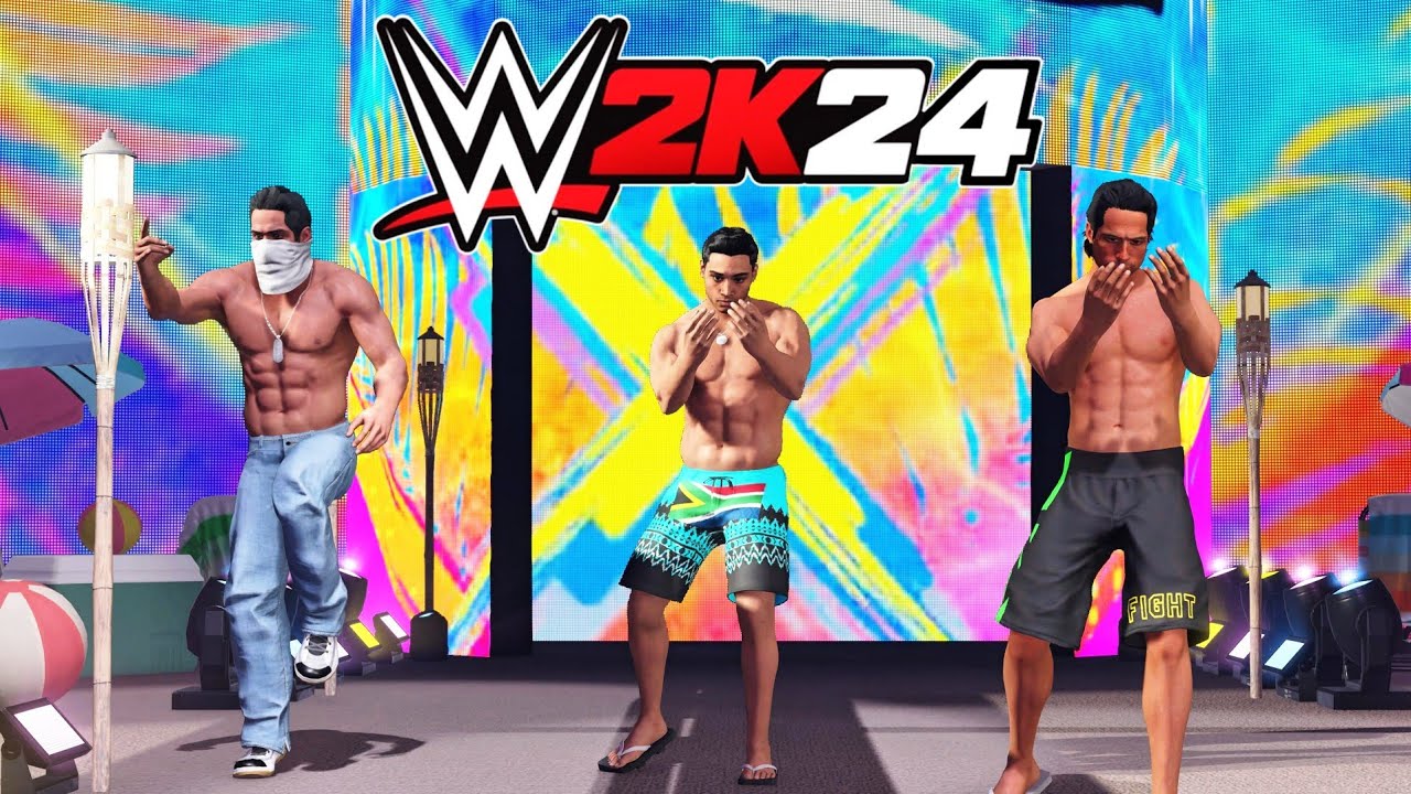 Wwe2k24 summer edition with my family custom characters | 8 man ladder ...