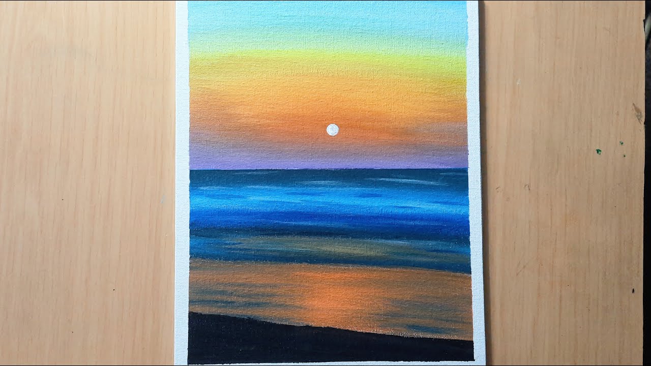 Colorful Sunset Acrylic Painting Tutorial for Beginners | Sunset ...