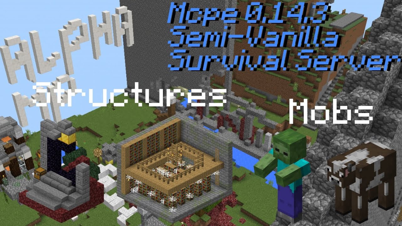 Mcpe 0.14.3 Survival Vanilla Server - AlphaMP Unity Server - YouTube