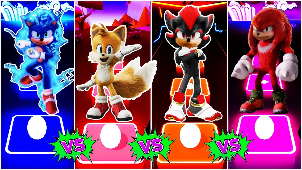 Sonic vs Tails vs Shadow vs Knuckles || Tiles Hop EDM Rush - YouTube