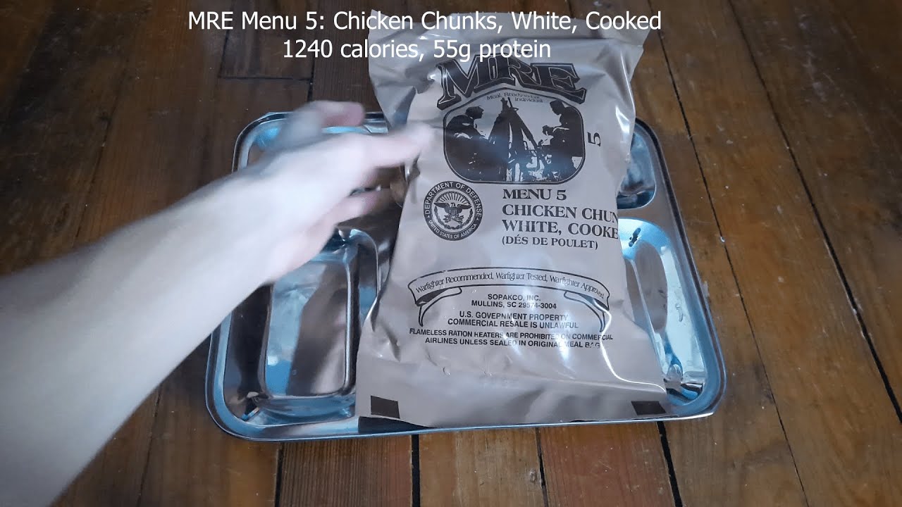 2018 MRE Menu #5 - Chicken Chunks, White, Cooked Food Review - YouTube
