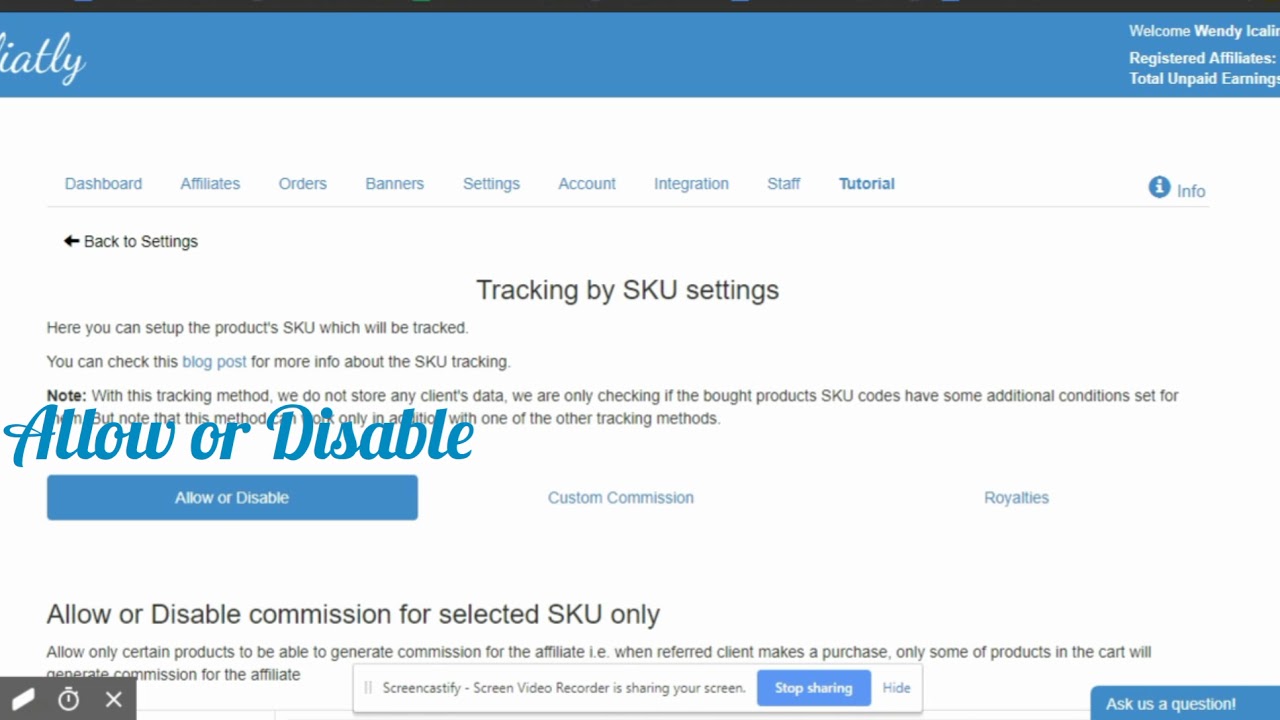 Affiliatly: Allow or Disable SKU codes - YouTube
