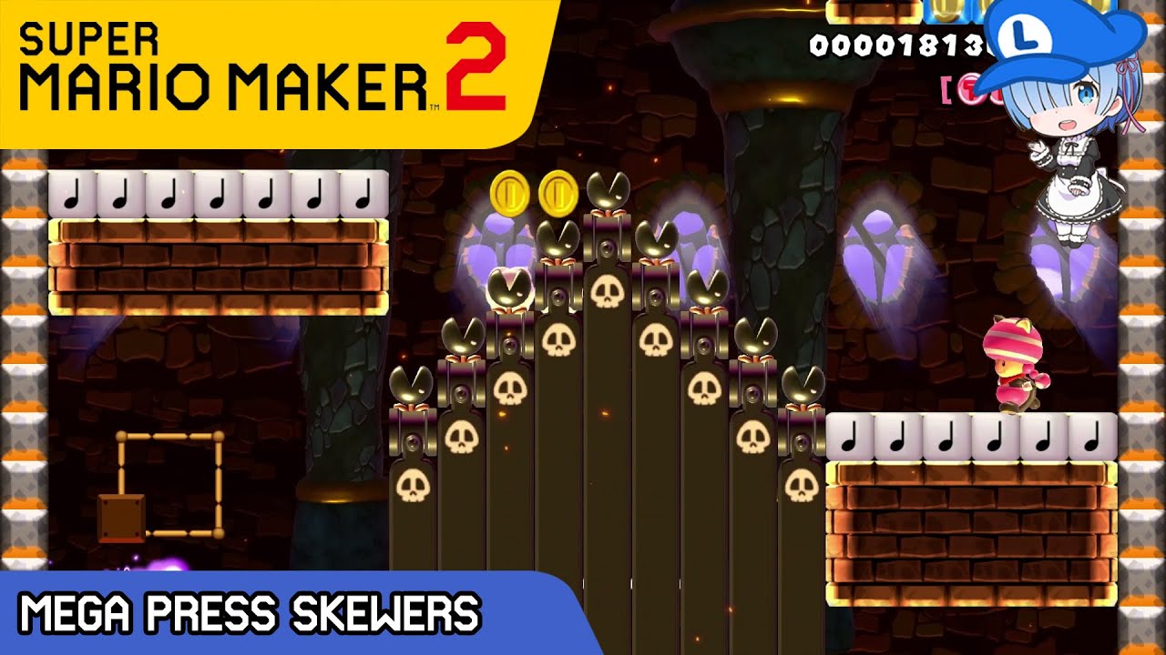 The BIGGEST Skewers in Mario Maker 2! MEGA PRESS SKEWERS by Keine - YouTube