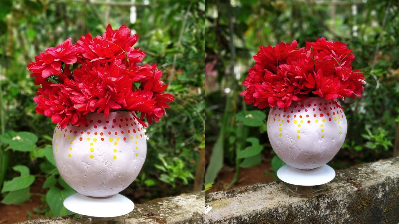 Easy flower vase making with newspaper and balloon | flower pot making ...