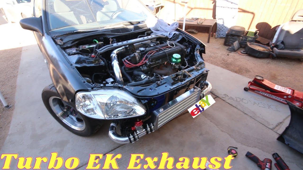 Ebay Turbo EK Gets A Custom Downpipe! - YouTube