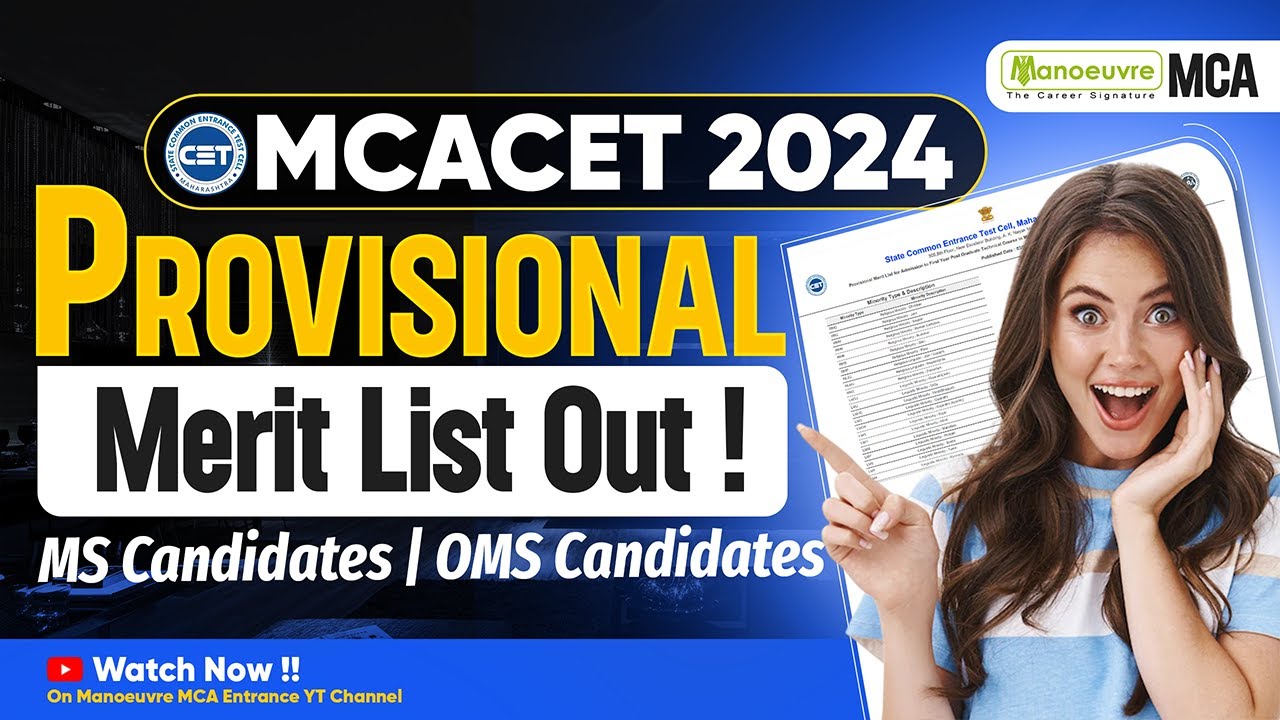 MAH MCACET 2024 Provisional Merit List Out! MS | OMS | CAP Round ...
