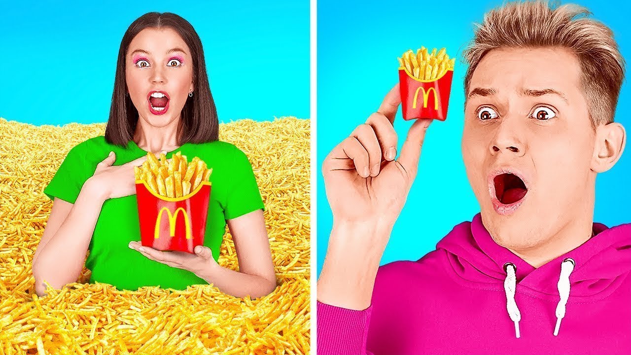 100 LAYERS FOOD CHALLENGE || Giant VS Tiny Food For 24 Hours by 123 GO ...
